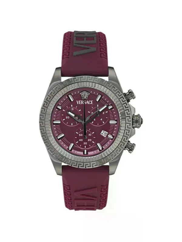 Versace Antares Greek Key 43mm Chronograph Watch - Grey