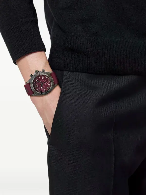 Versace Antares Greek Key 43mm Chronograph Watch - Grey