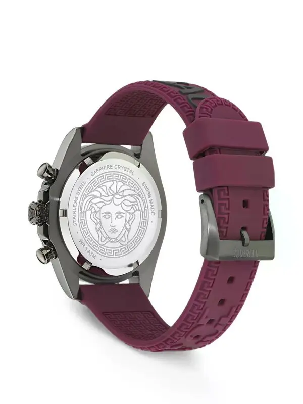 Versace Antares Greek Key 43mm Chronograph Watch - Grey