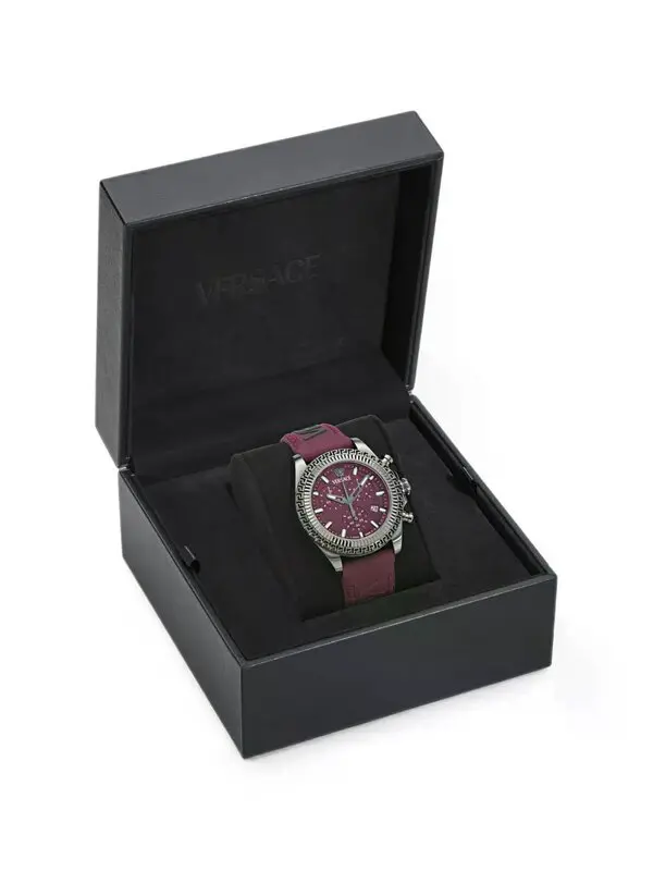 Versace Antares Greek Key 43mm Chronograph Watch - Grey