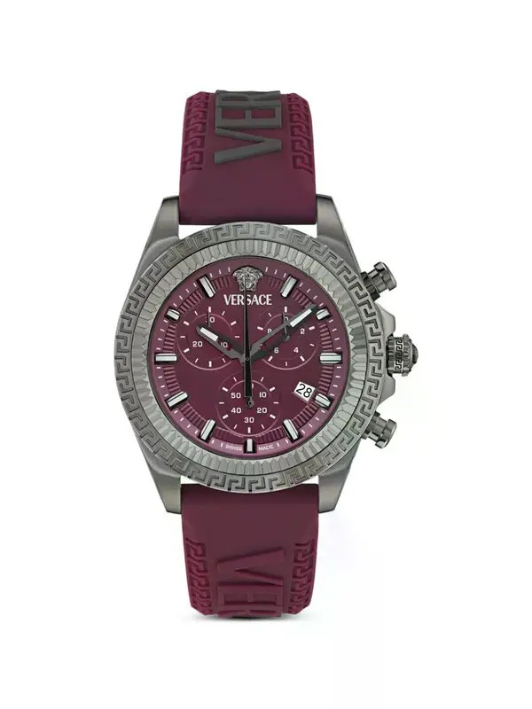 Versace Antares Greek Key 43mm Chronograph Watch - Grey
