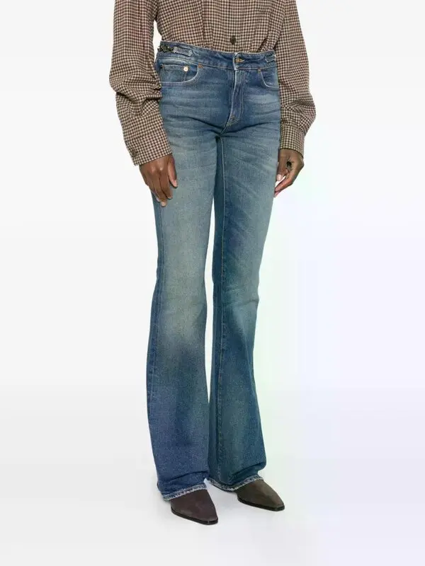 GOLDEN GOOSE Bootcut Jeans With Metallic Detail And Aged Wash - Blue