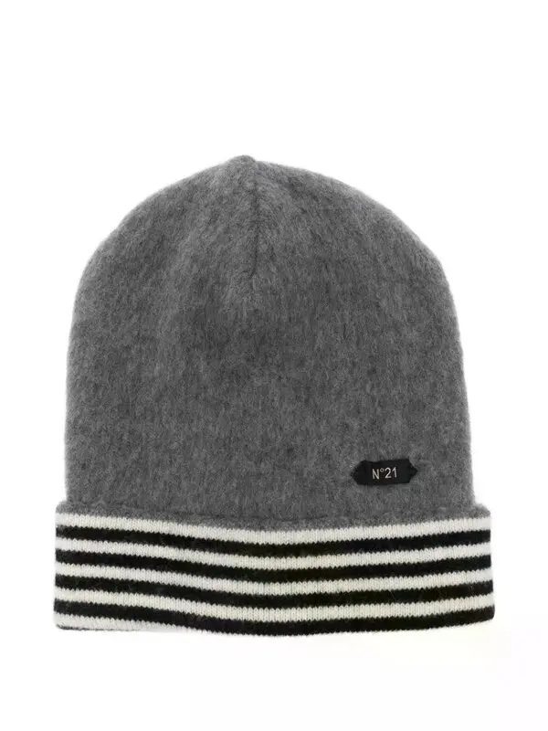 N°21 Striped-trim Beanie - Grey