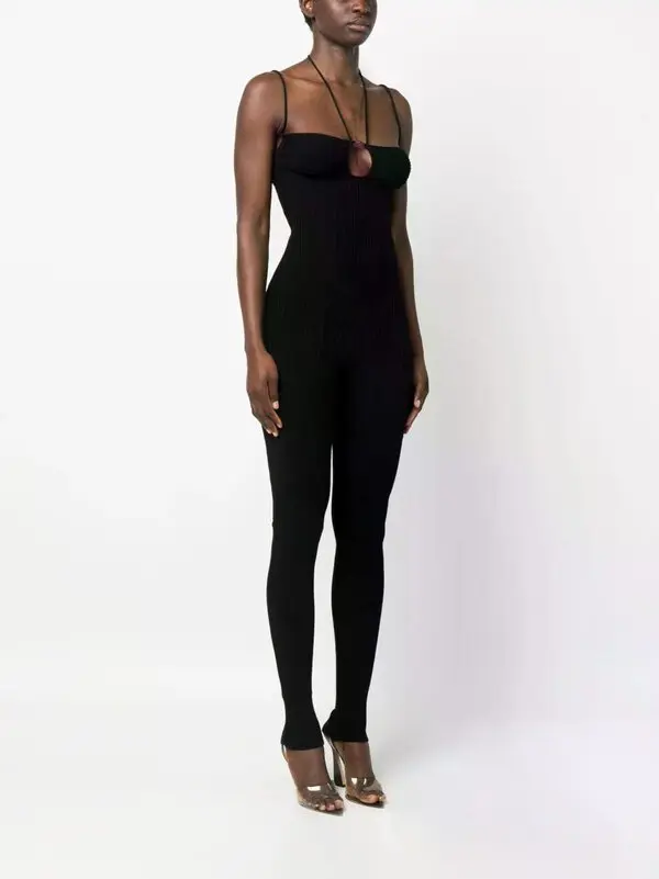Blumarine Strappy Ribbed-knit Jumpsuit
