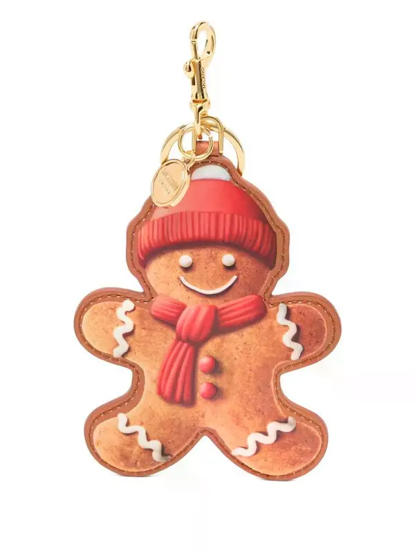 Moschino Gingerbread-print Keyring - Brown
