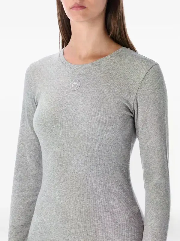 MARINE SERRE Long-sleeve Mini Dress With Logo - Grey