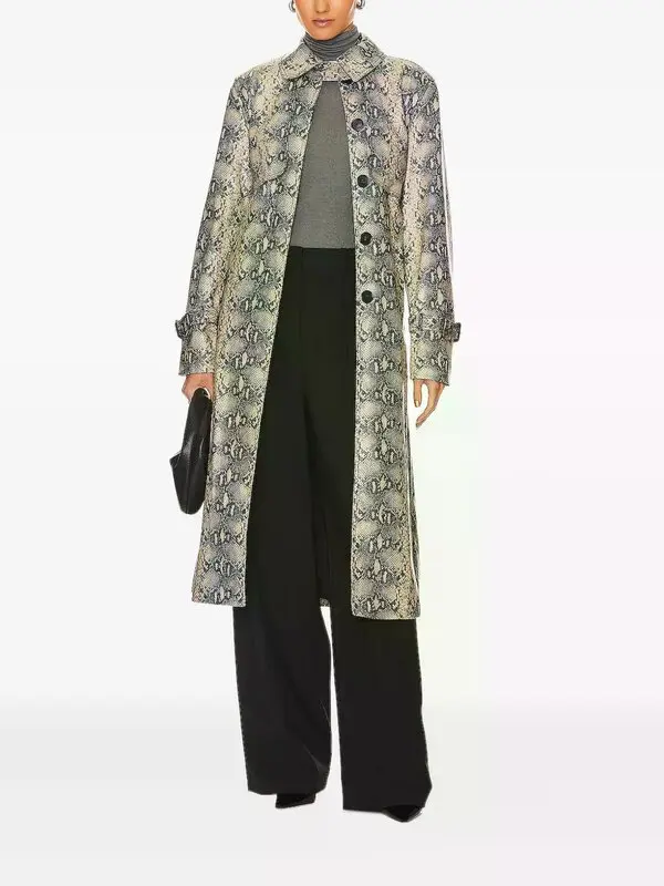 Simkhai Python-print Belted Trench Coat