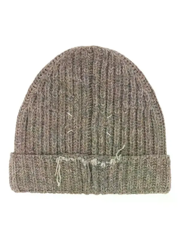 MAISON MARGIELA Virgin Wool-blend Distressed Beanie - Neutrals