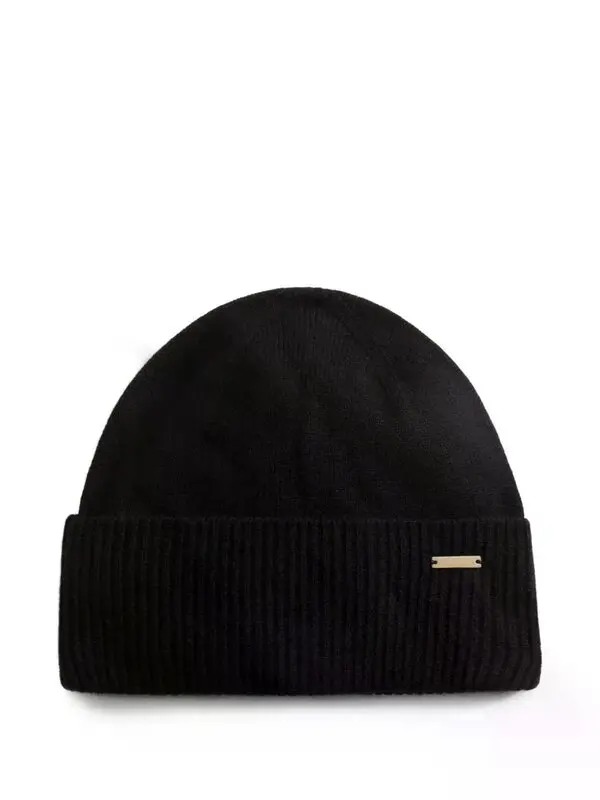Woolrich Ribbed Cashmere Beanie - Black
