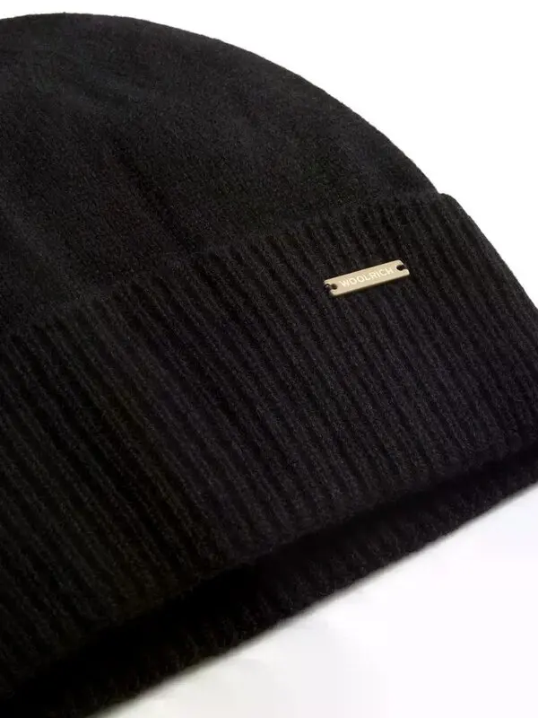 Woolrich Ribbed Cashmere Beanie - Black