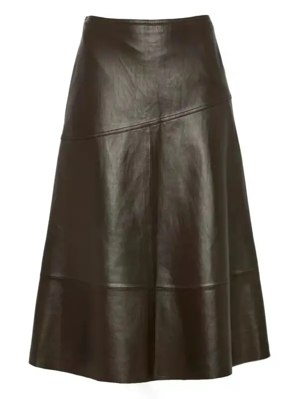 YVES SALOMON Flared Leather Midi Skirt
