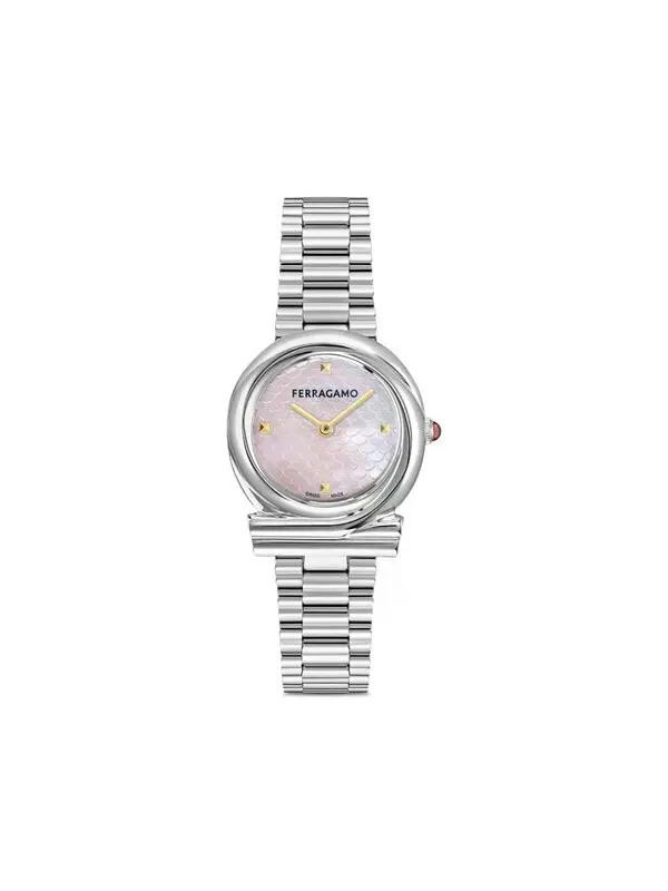 FERRAGAMO Twisted Gancini 28mm Watch - Silver