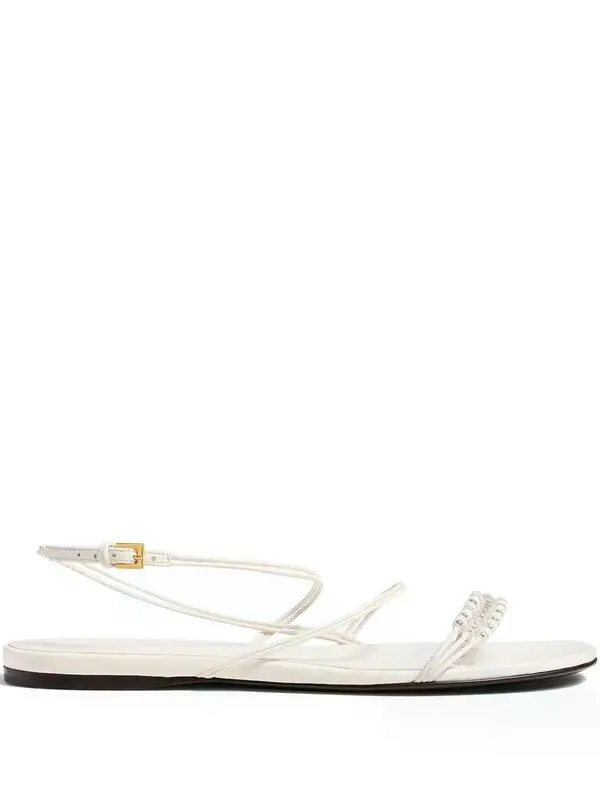 Khaite Bead-embellished Flat Sandals - White