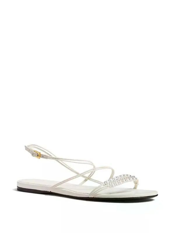 Khaite Bead-embellished Flat Sandals - White