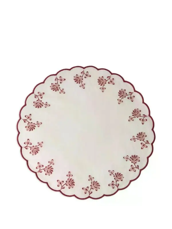 CABANA Botanica Embroidered Round Linen Placemat - White