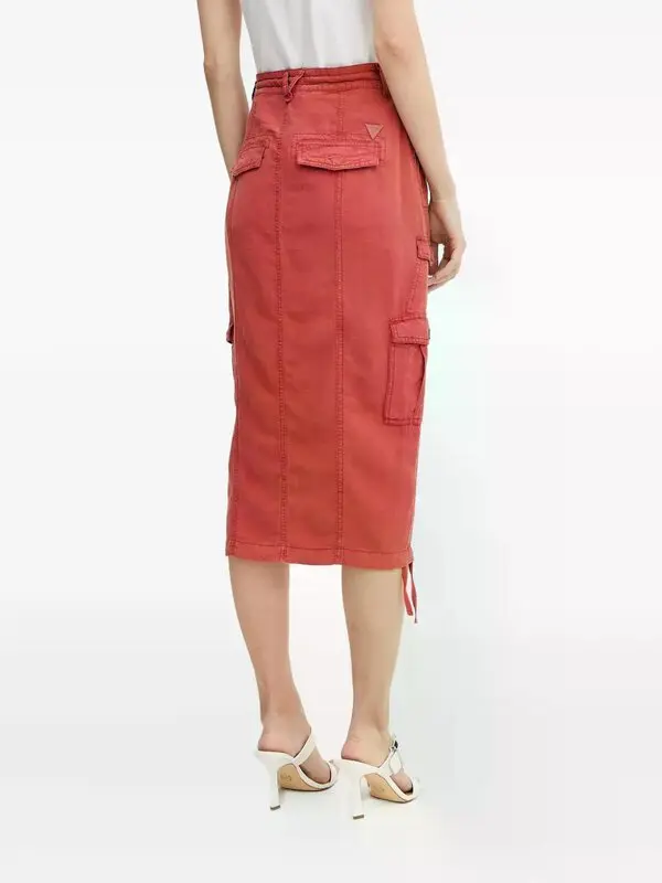 Guess Casey Zip-front Midi Skirt - Red