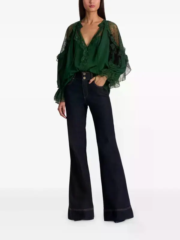 Alice + Olivia Aleena Lace-trimmed Ruffled Blouse