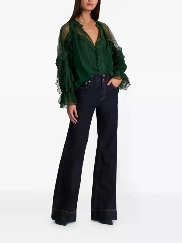 Alice + Olivia Aleena Lace-trimmed Ruffled Blouse