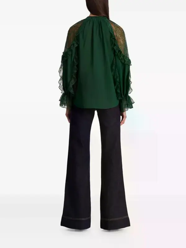 Alice + Olivia Aleena Lace-trimmed Ruffled Blouse
