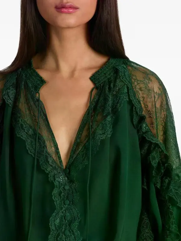 Alice + Olivia Aleena Lace-trimmed Ruffled Blouse