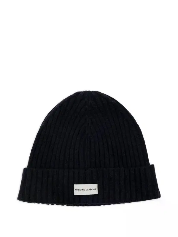 Officine Générale Logo-patch Beanie - Blue
