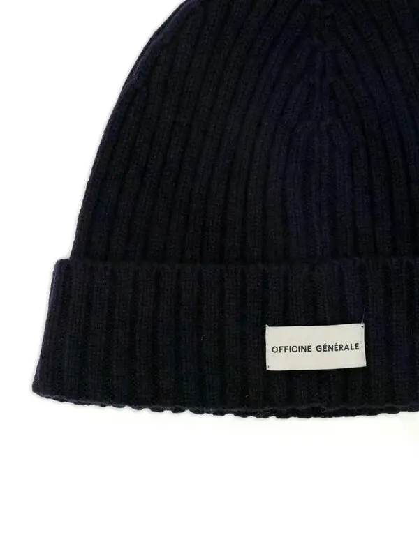 Officine Générale Logo-patch Beanie - Blue