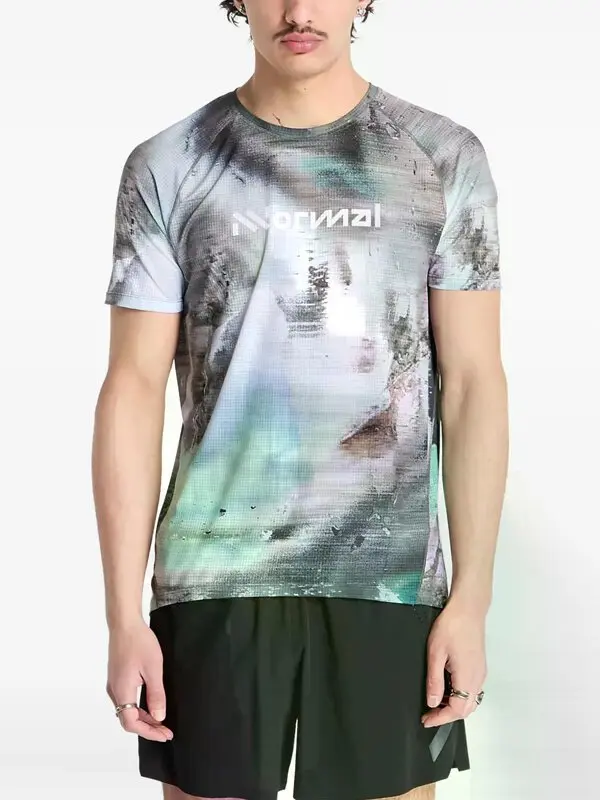 NNORMAL Abstract-print Raglan-sleeve T-shirt - Grey