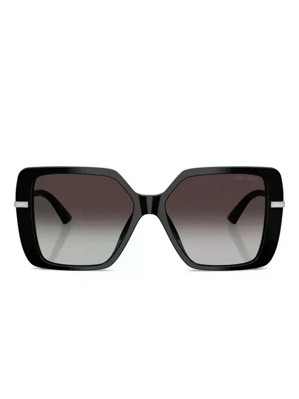 JIMMY CHOO Embellished Geometric-frame Sunglasses - Black