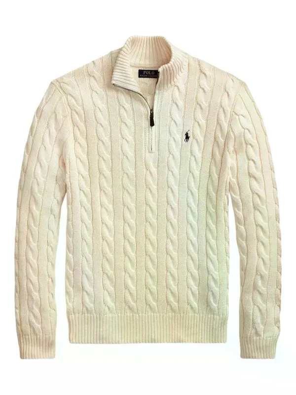 Polo Ralph Lauren Cable-knit Quarter-zip Sweater - Neutrals