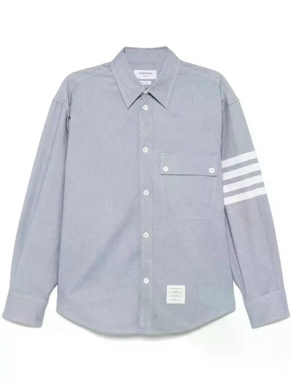 Thom Browne Woven Flannel 4-bar Oversized Shirt