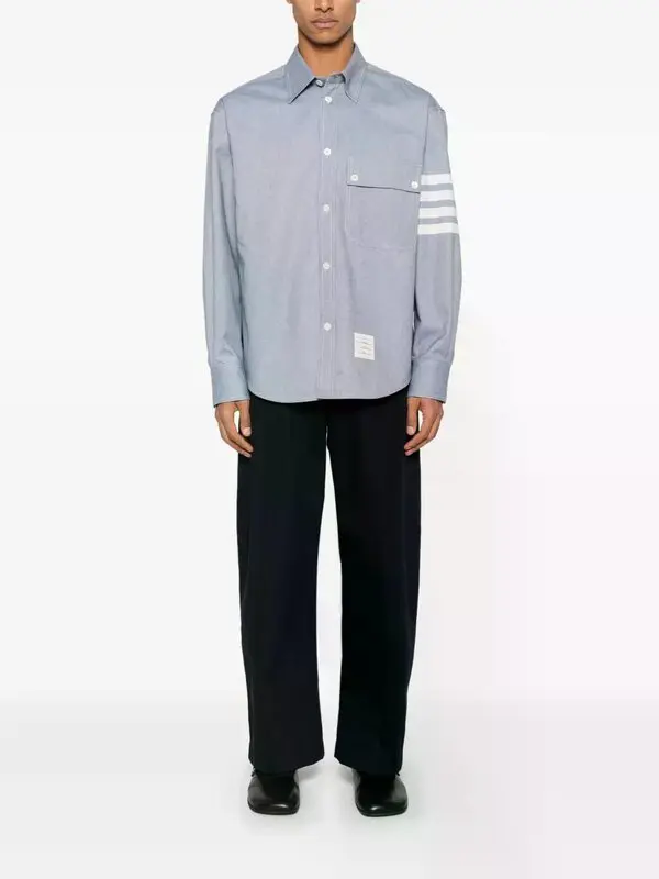 Thom Browne Woven Flannel 4-bar Oversized Shirt
