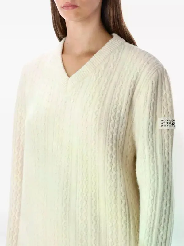 MAISON MARGIELA Cable-knit V-neck Sweater - Neutrals