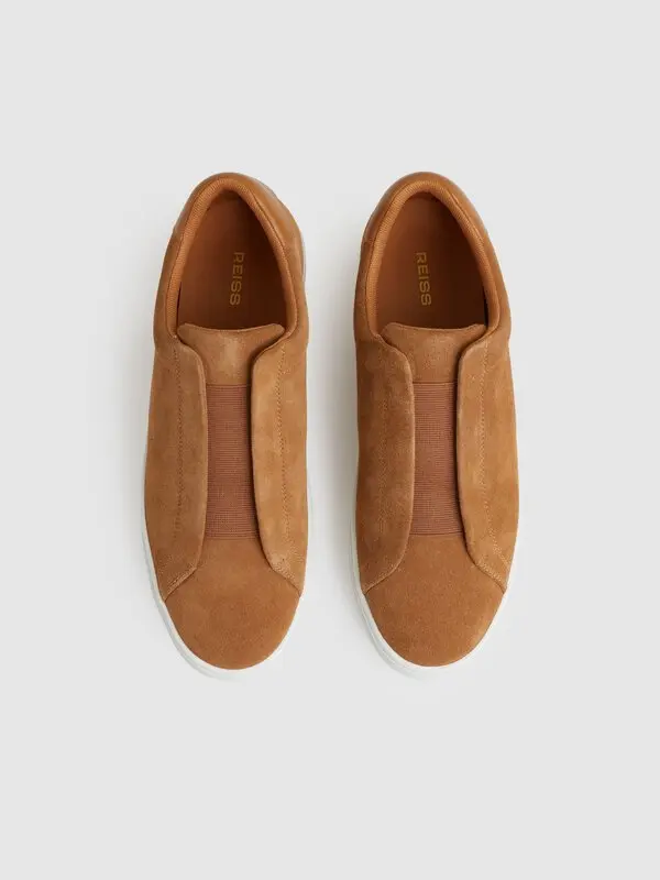 REISS Emil Suede Slip-on Trainers
