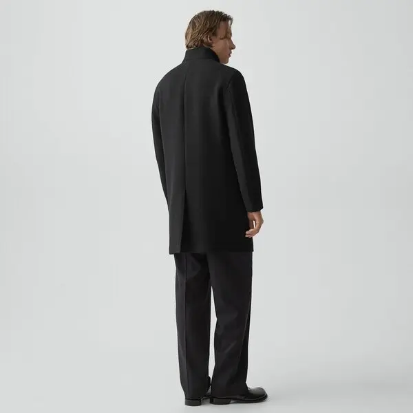 Theory Belvin Textured Wool-blend Melton Coat - Black