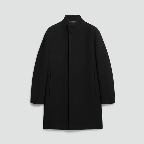 Theory Belvin Textured Wool-blend Melton Coat - Black