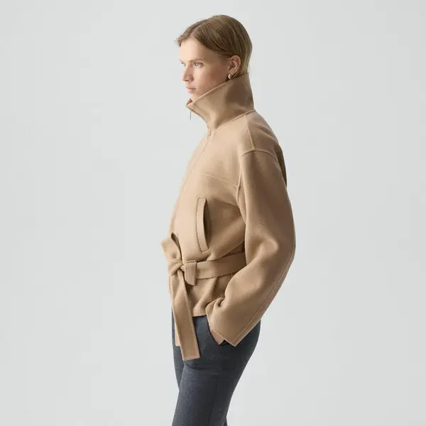 Theory Cropped Anorak Jacket In Textured Wool-cashmere