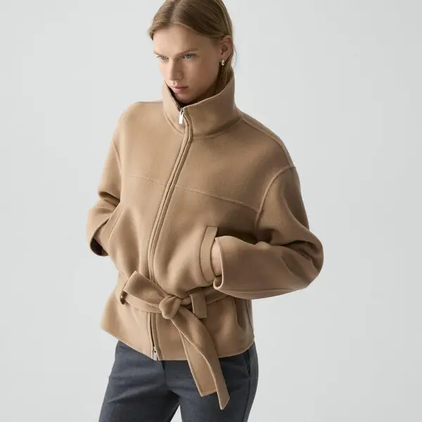 Theory Cropped Anorak Jacket In Textured Wool-cashmere