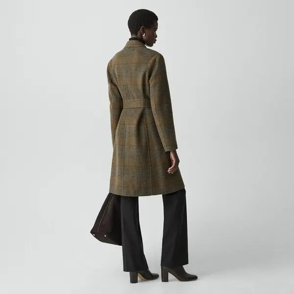 Theory Plaid Wool-cashmere Belted Coat