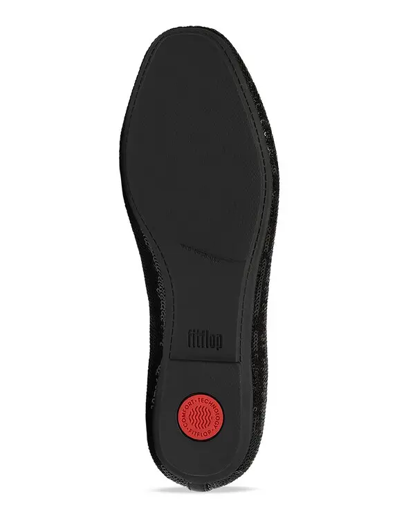 Fitflop Delicato Bow Sequin Ballet Flats - Black