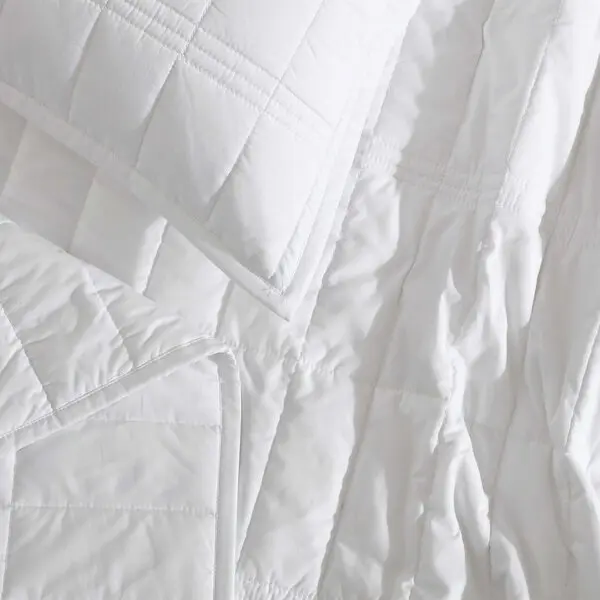 Calvin Klein Washed Percale Solid 3 Piece Quilt Set, King - White