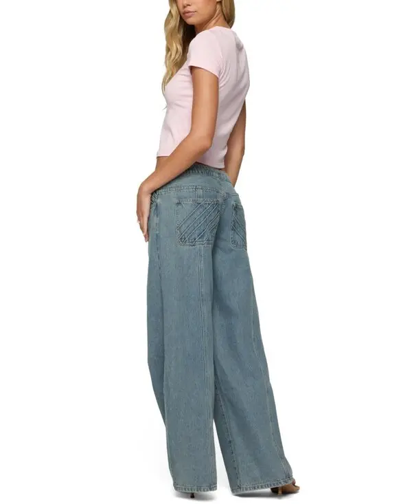 EDIKTED Stitch & Pleat Low Rise Jeans