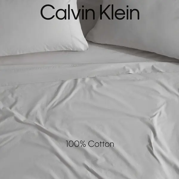 Calvin Klein Enhanced Cooling Comfort Solid 4 Piece Sheet Set, King - Soft Grey