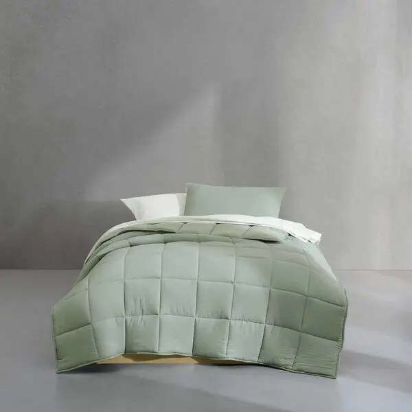 Calvin Klein Solid Washed Reversible Plush 7 Piece Comforter Set, Queen - Sage Green