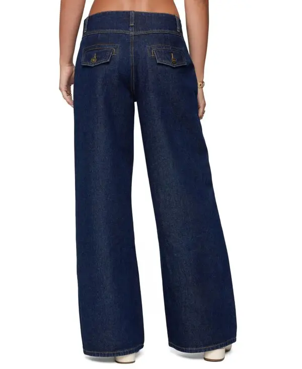 EDIKTED Meredith Low Rise Dark Rinse Wash Jeans - Blue