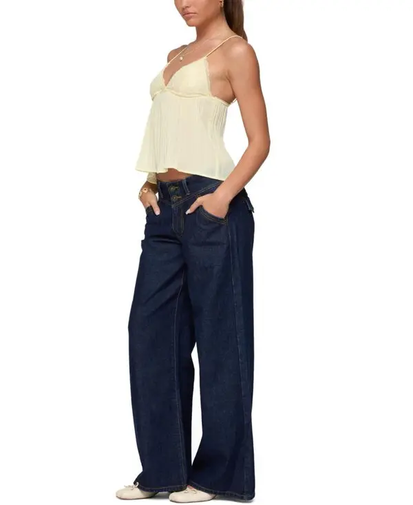 EDIKTED Meredith Low Rise Dark Rinse Wash Jeans - Blue