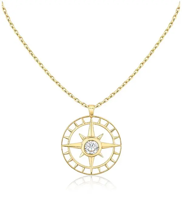 VRAI North Star Medallion Necklace With 0.40ctw Round Brilliant Lab Grown Diamond In 14k Yellow - Gold
