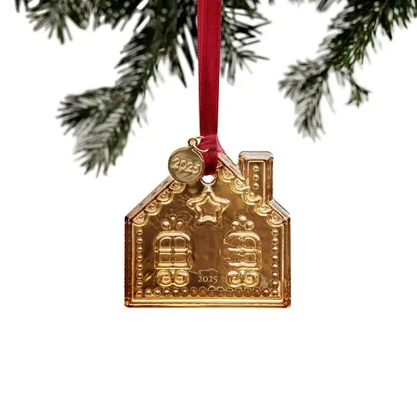 ORREFORS 2025 Annual Holiday Ornament 21k Gold Gingerbread House - No Color