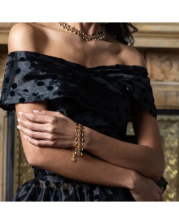 CAPUCINE DE WULF Golden Laurel Link Bracelet