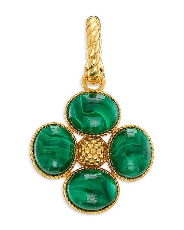 CAPUCINE DE WULF Malachite And Clover Pendant - Green/gold
