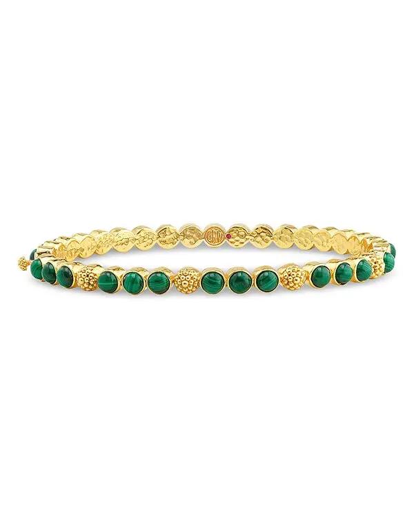 CAPUCINE DE WULF Malachite Berry Gem Petite Hinged Bangle Bracelet - Green/gold